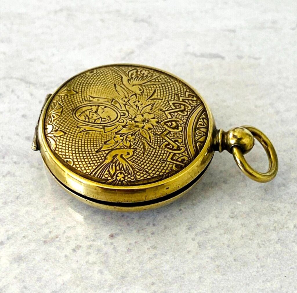 Antique Pinchbeck Pocket Watch Locket Hand Engraved Birds & Floral ...