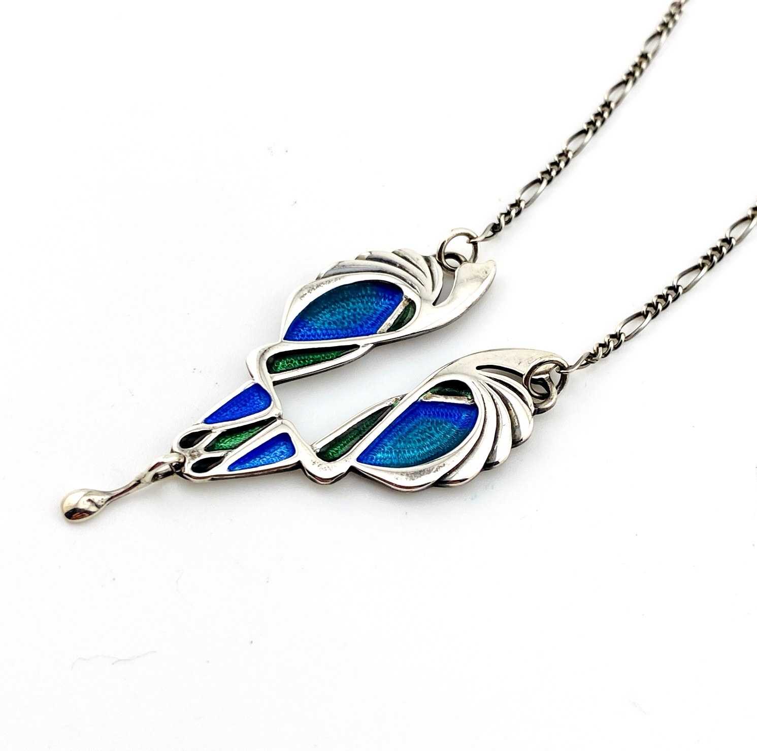 Pat Cheney Sterling Silver Guilloche Enamel Pendant Necklace – PreAdored®