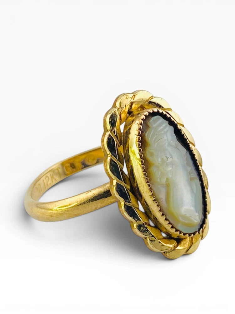 Vintage Shell Cameo Gold Filled Ring Hand Carved Mother of Pearl ...