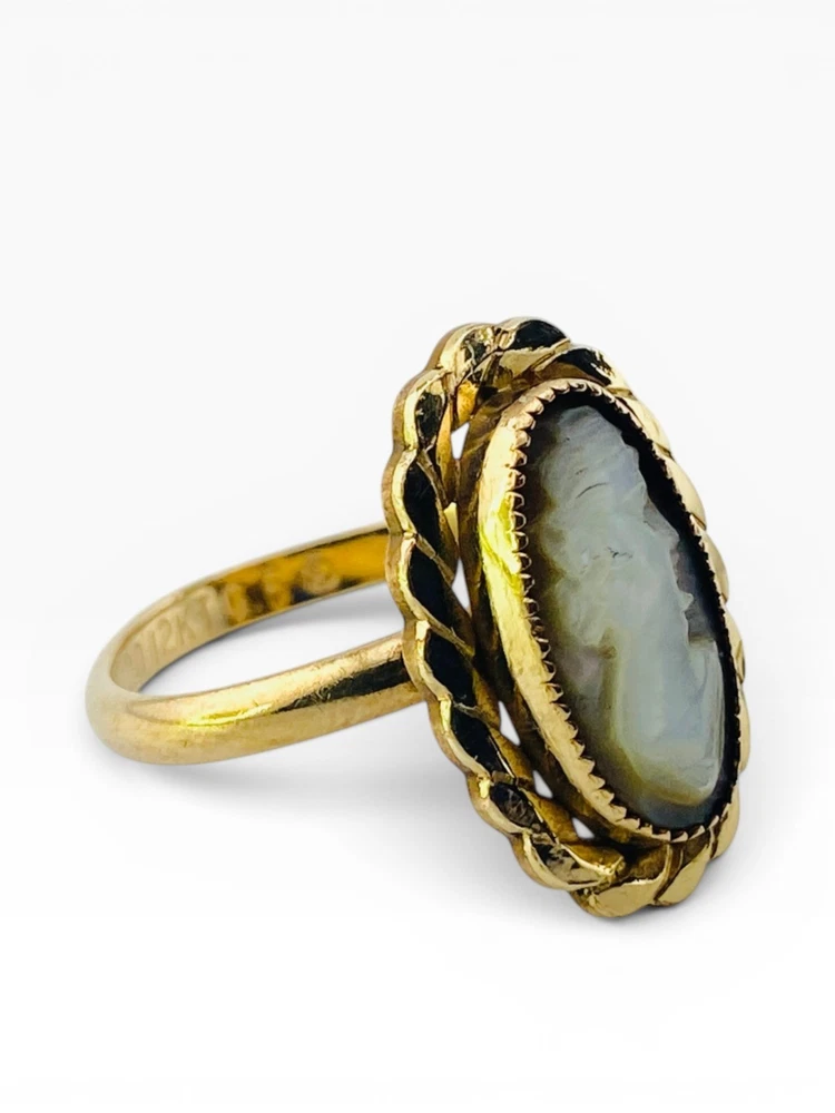 Vintage Shell Cameo Gold Filled Ring Hand Carved Mother of Pearl ...