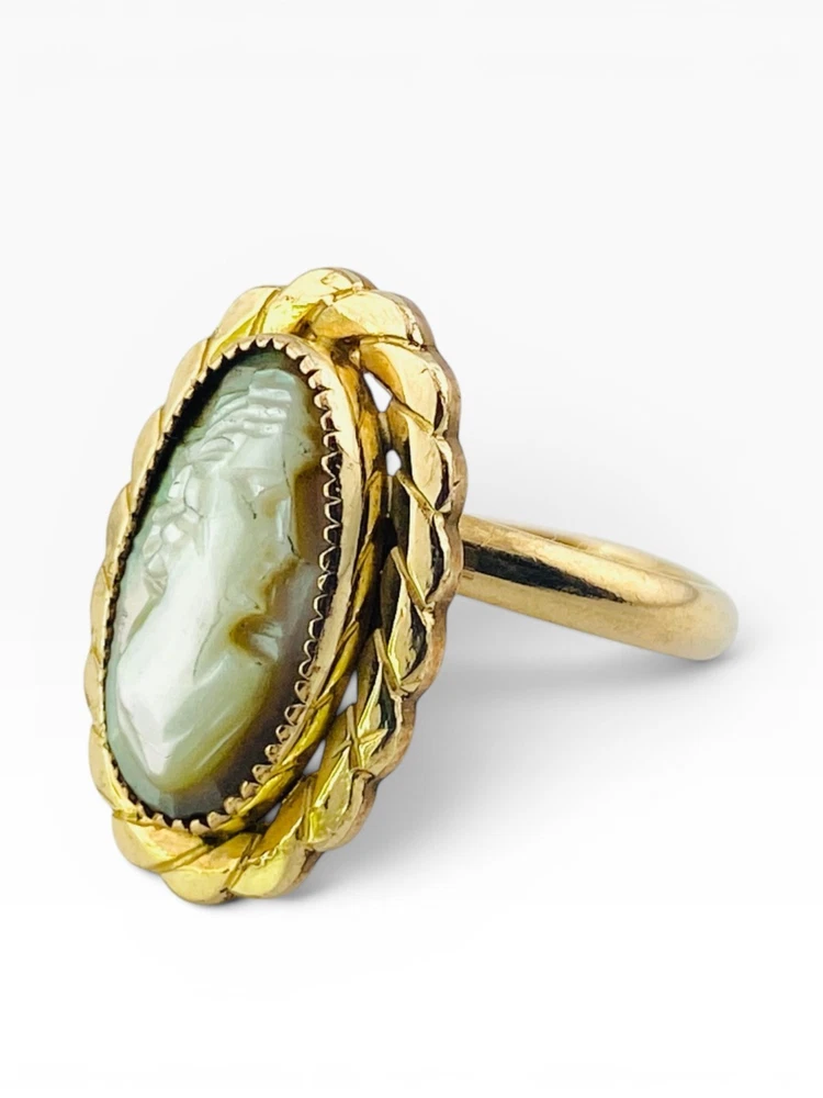 Vintage Shell Cameo Gold Filled Ring Hand Carved Mother of Pearl ...